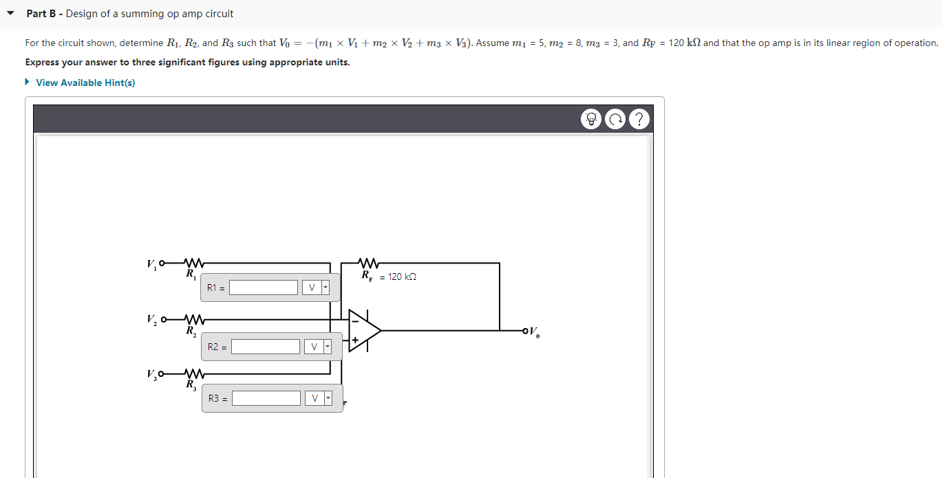 Solved Part A - Calculating the output voltage of a summing | Chegg.com