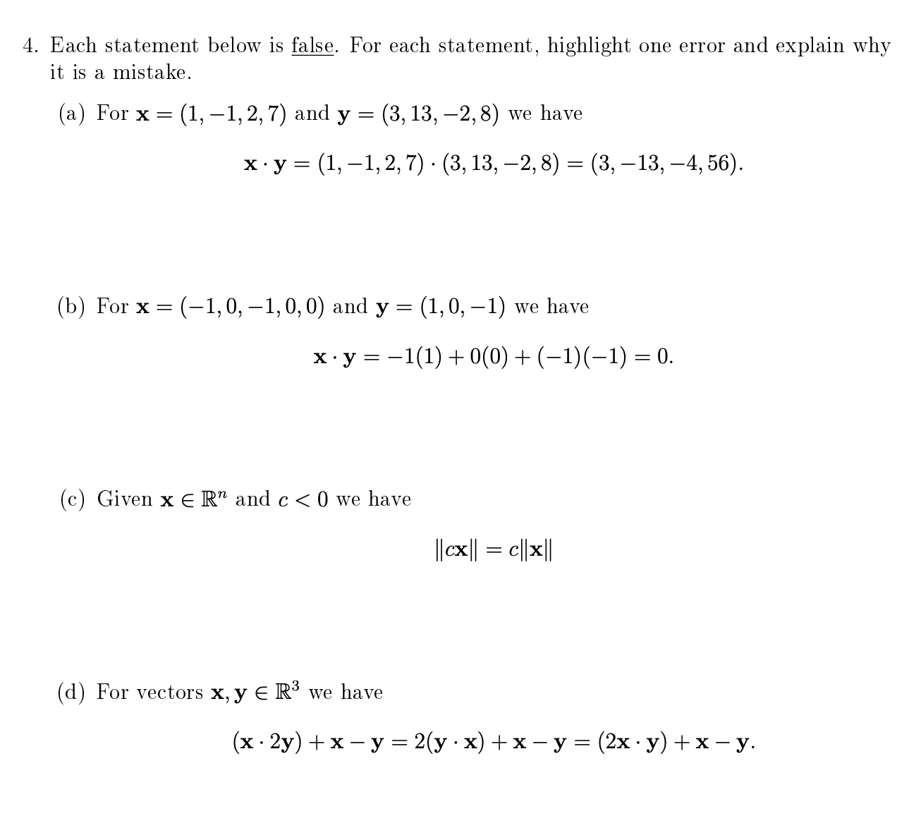 Solved Each statement below is false. For each statement, | Chegg.com