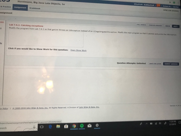 Solved S Horstmann, Big Java Late Objects, 1e CPSC130 (929 | Chegg.com