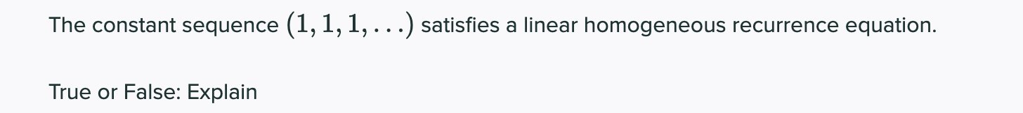 Solved The constant sequence (1, 1, 1, ...) satisfies a | Chegg.com