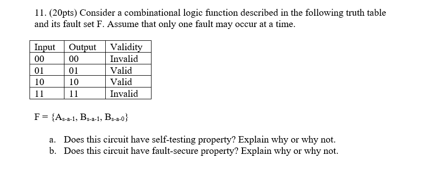 Solved 11 20pts Consider A Combinational Logic Function 5640