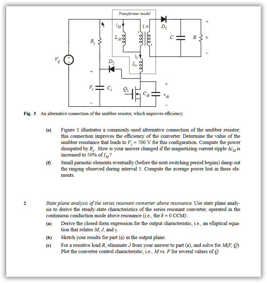 Solved 1 Snubber circuit in the flyback converter. The | Chegg.com