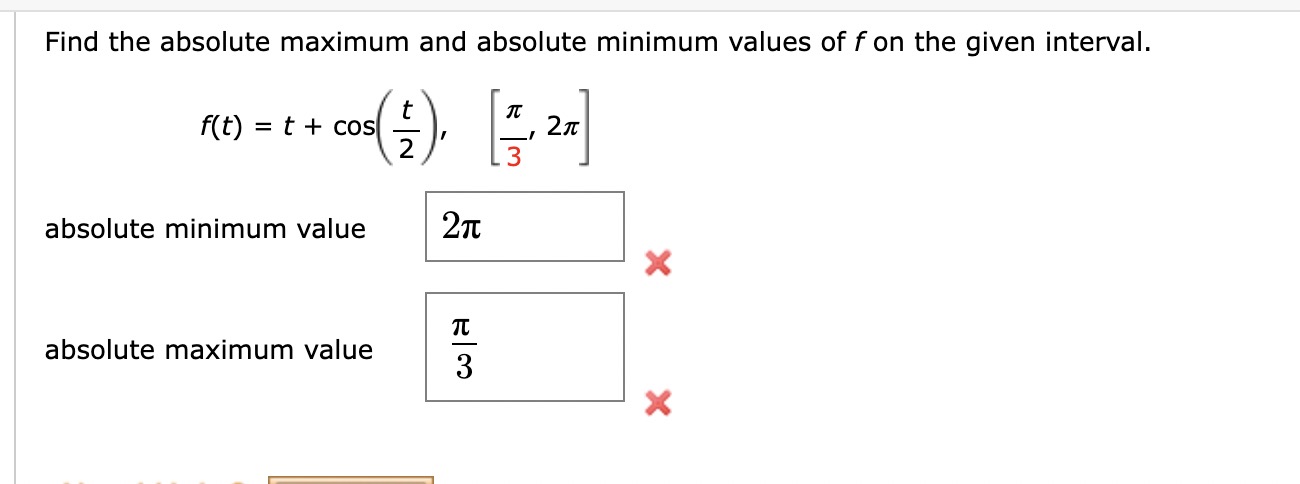 Solved Find the absolute maximum and absolute minimum values | Chegg.com