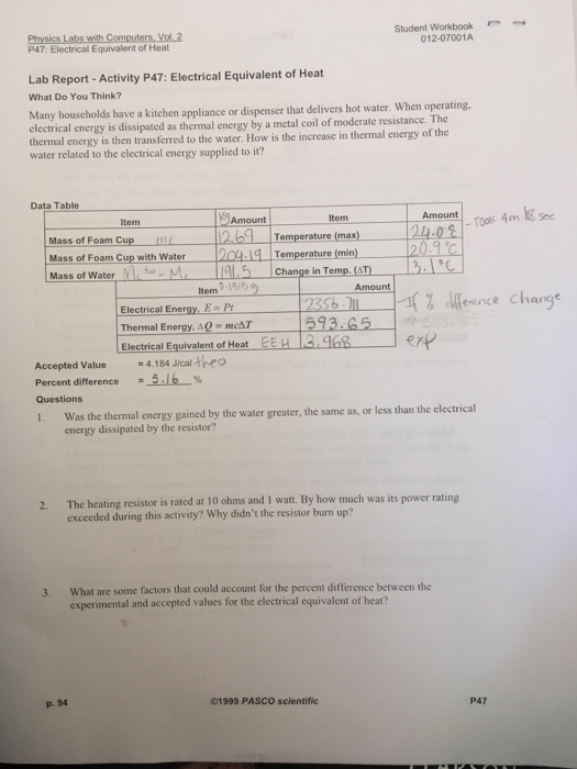 Solved Student Workbook 012-07001A P47: Electrical | Chegg.com