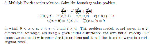 Solved 8. Multiple Fourier series solution. Solve the | Chegg.com