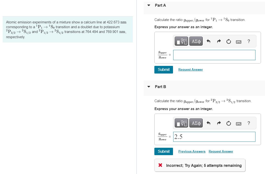 Solved Atomic emission experiments of a mixture show a | Chegg.com