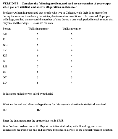 Solved VERSION B: Complete the following problem, and send | Chegg.com