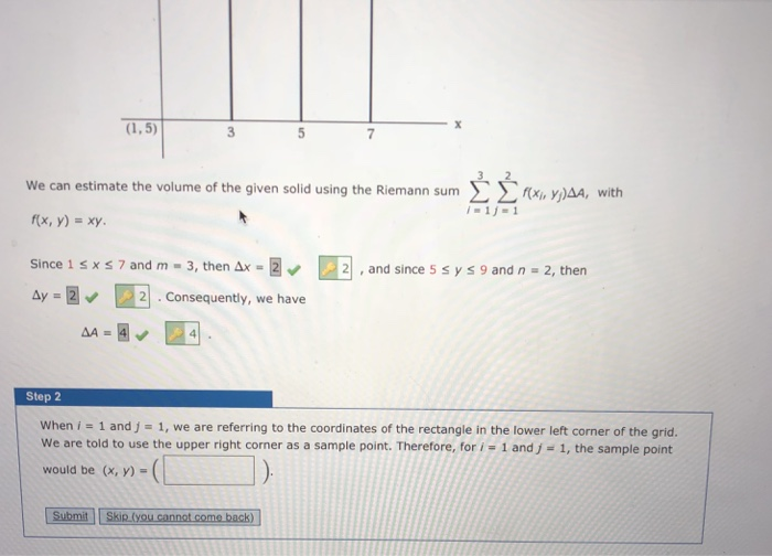 Solved Use a Riemann sum with m 3, n 2, and take the sample | Chegg.com