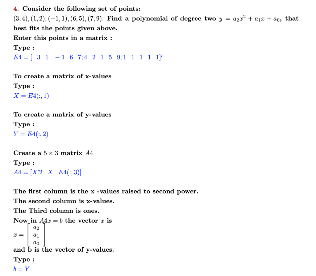 Solved 4. Consider the following set of points: | Chegg.com