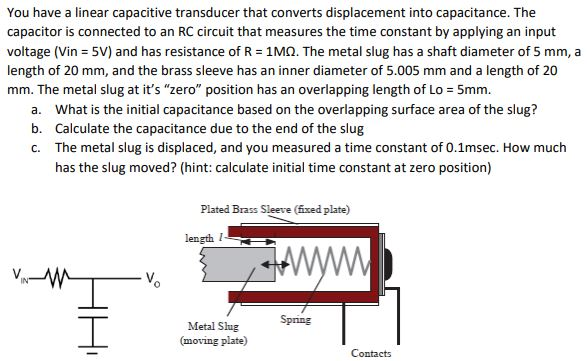 You have a linear capacitive transducer that converts | Chegg.com