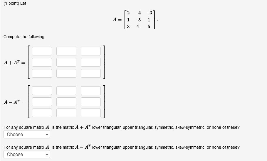 Solved (1 point) True False Problem Enter T or F depending | Chegg.com