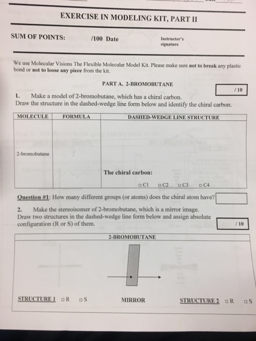 Solved EXERCISE IN MODELING KIT, PART II SUM OF POINTS: /100 | Chegg.com
