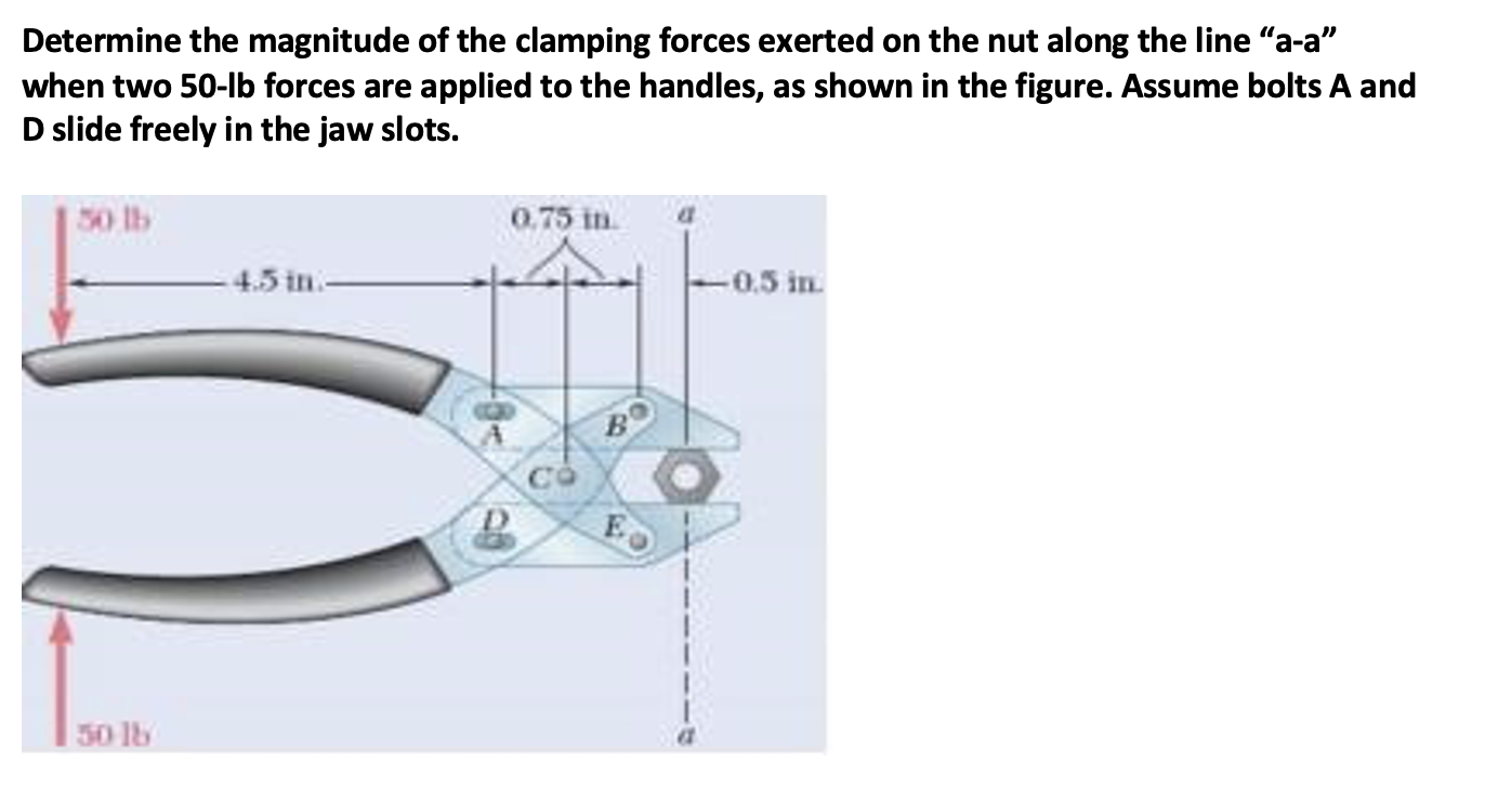 Solved Determine the magnitude of the clamping forces | Chegg.com