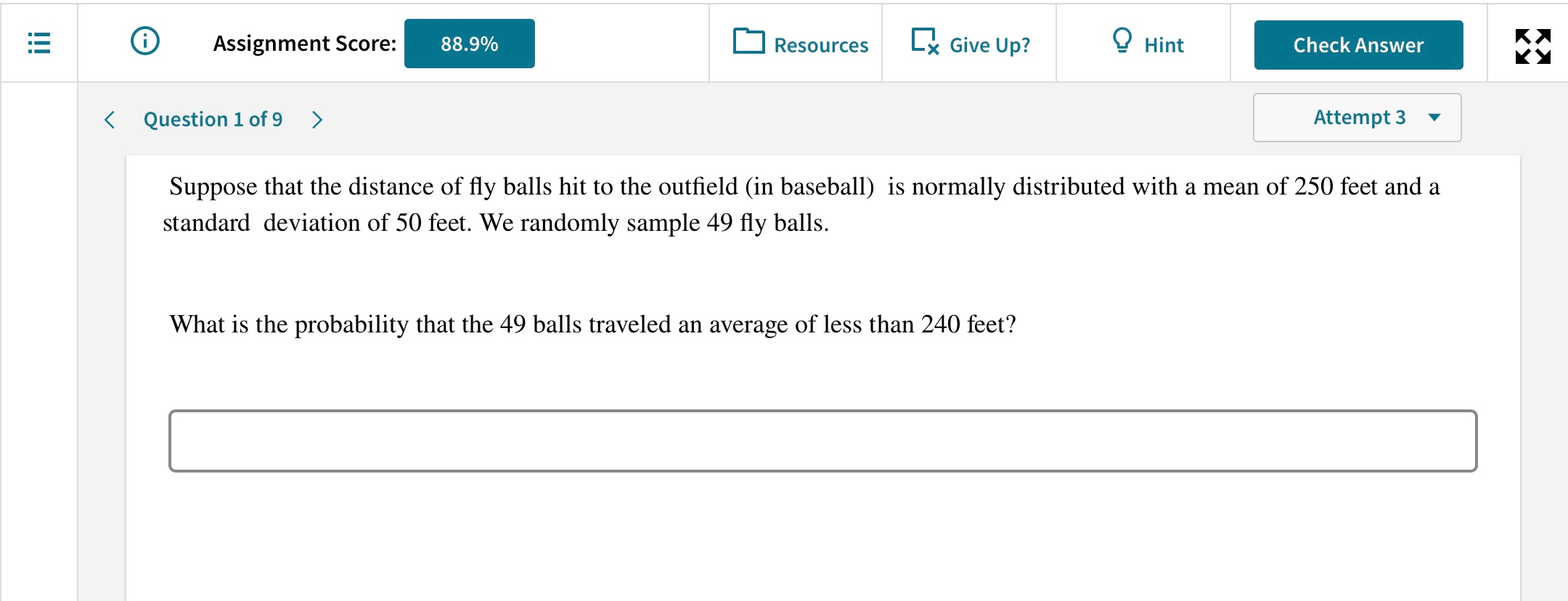 Solved © Assignment Score: 88.9% Resources [x Give Up? Hint | Chegg.com