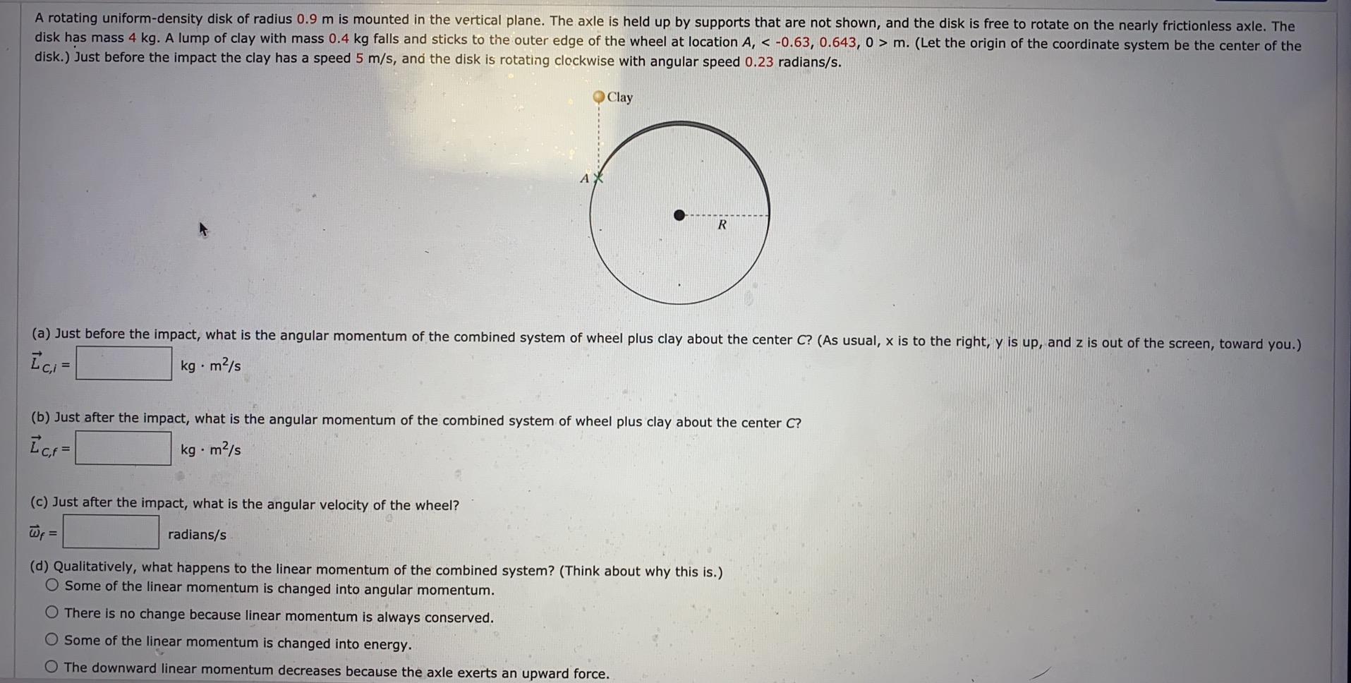Solved A rotating uniform-density disk of radius 0.9 m is | Chegg.com