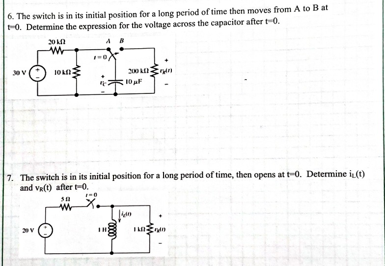 Solved 6. The switch is in its initial position for a long | Chegg.com