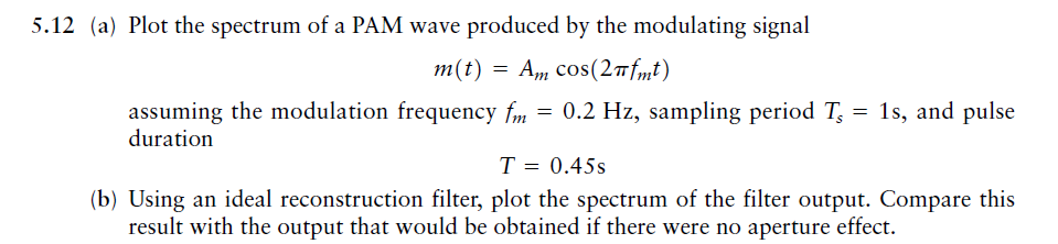 Solved 5.12 (a) Plot the spectrum of a PAM wave produced by | Chegg.com