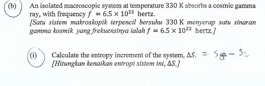 Solved An isolated macroscopic system at temperature 330 K | Chegg.com
