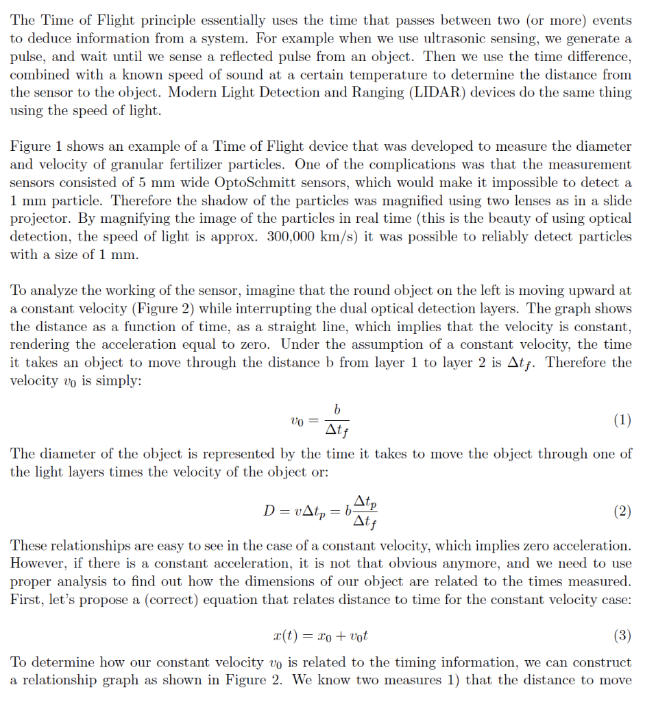 The Time of Flight principle essentially uses the | Chegg.com