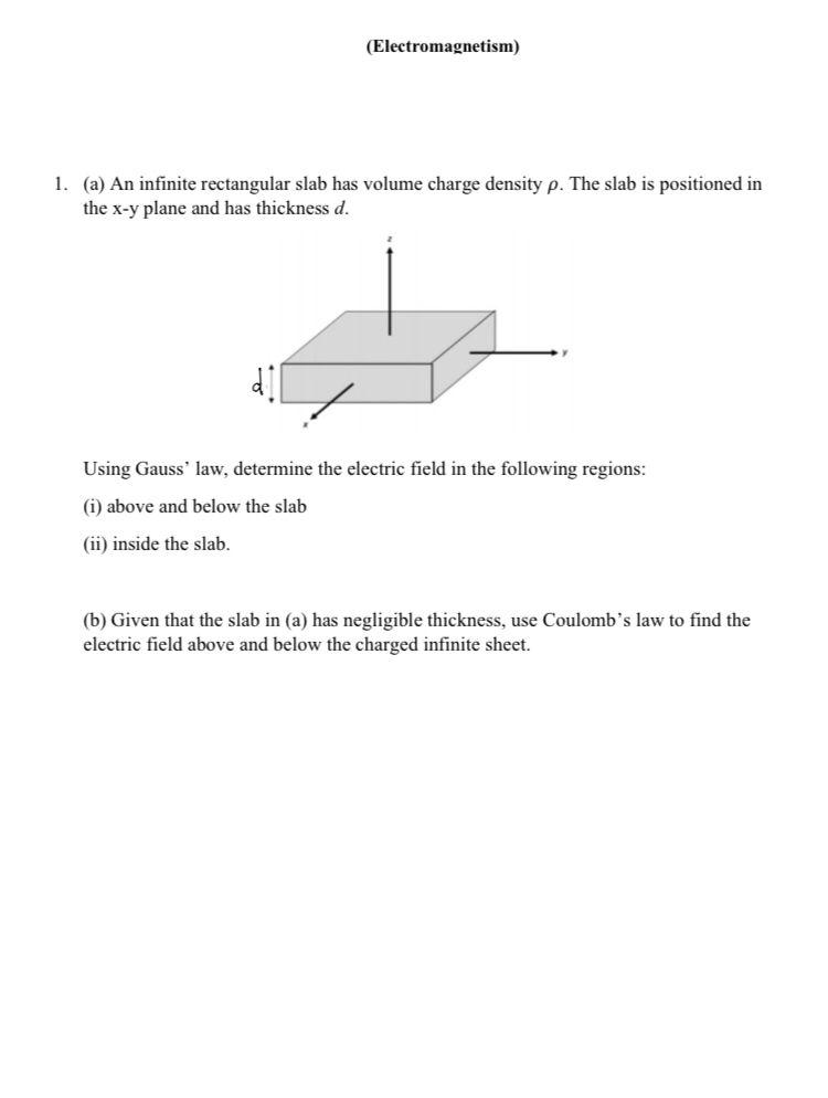 Solved (Electromagnetism) 1. (a) An infinite rectangular | Chegg.com