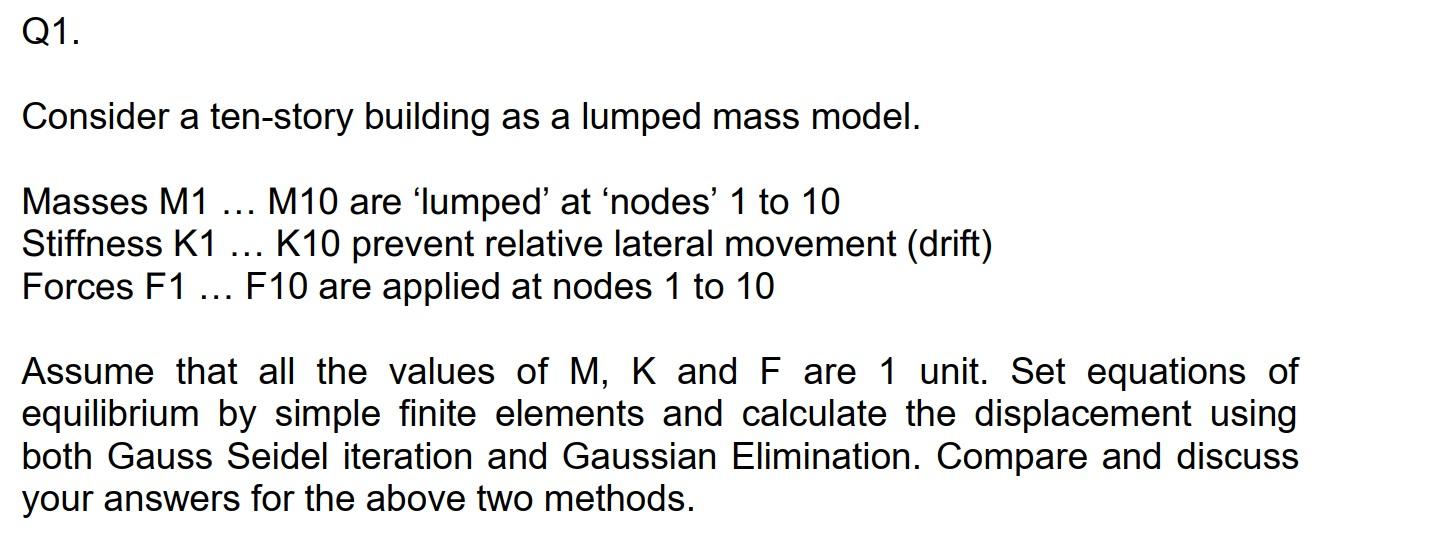Solved Consider a ten-story building as a lumped mass | Chegg.com