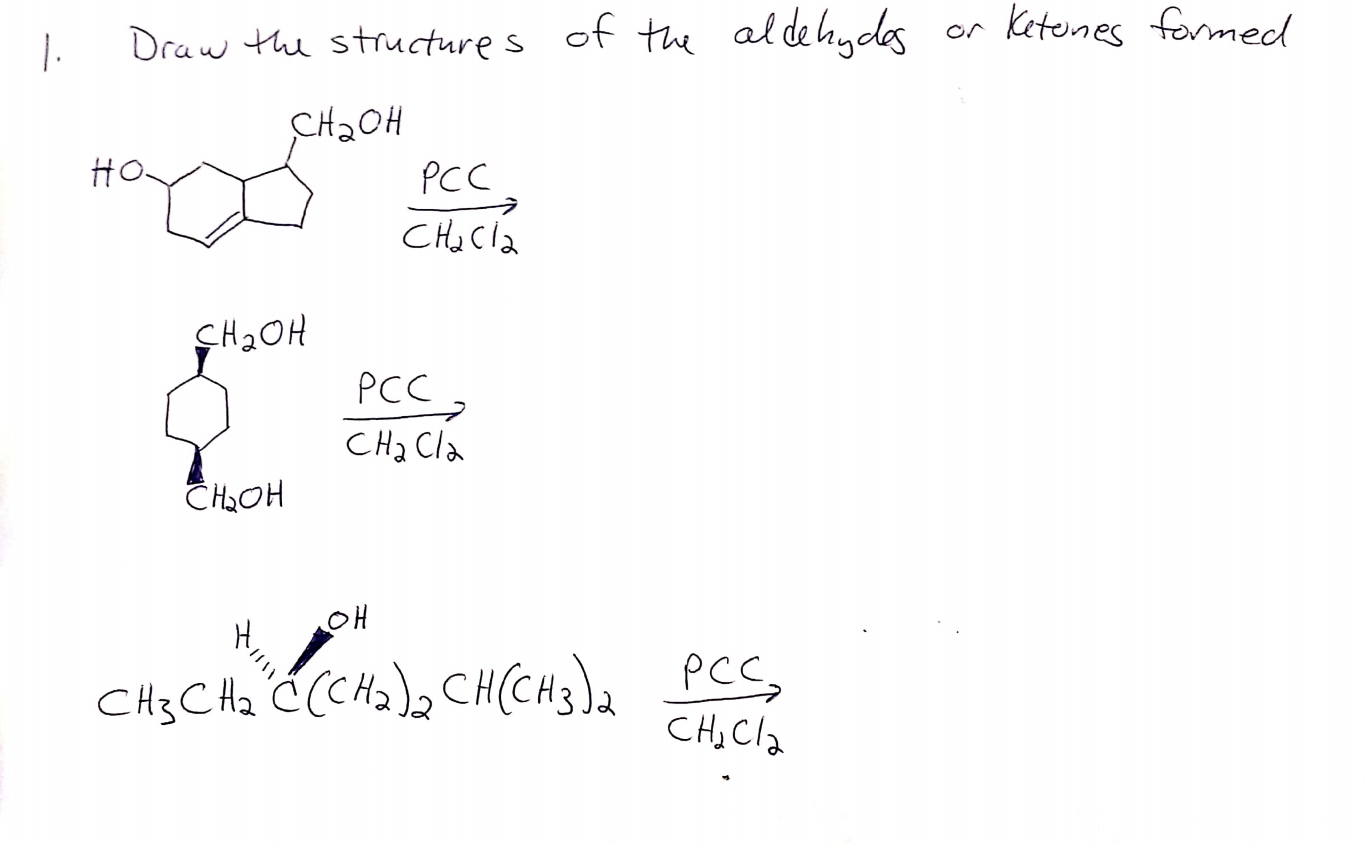 Solved 1. Draw the structures of the aldehydes or Ketones | Chegg.com