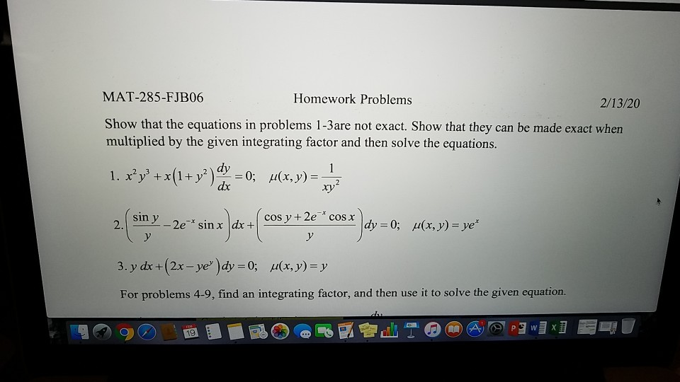 Solved MAT-285-FJB06 Homework Problems 2/13/20 Show that the | Chegg.com