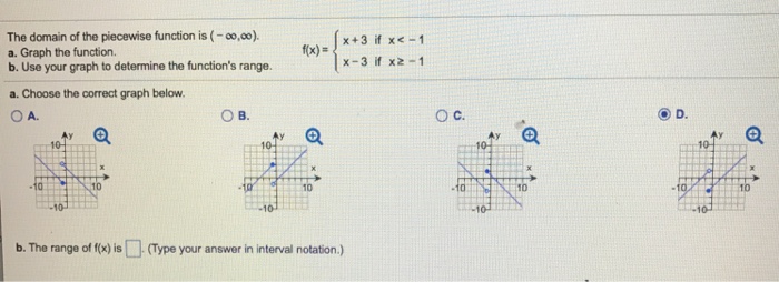 Solved The domain of the piecewise function is (-00,00). a. | Chegg.com