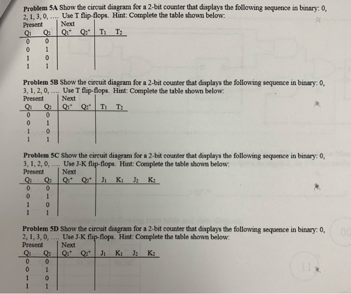 Solved Problem 5A Show the circuit diagram for a 2-bit | Chegg.com