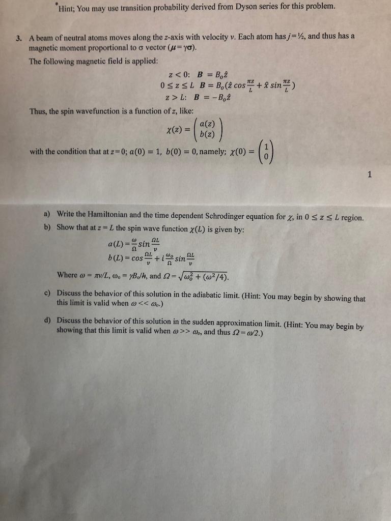 Solved From graduate level quantum mechanics: Answer | Chegg.com