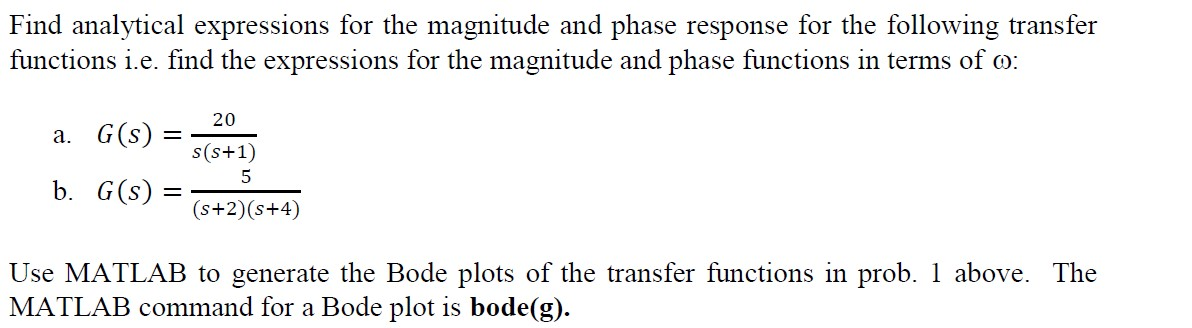 Solved Find analytical expressions for the magnitude and | Chegg.com