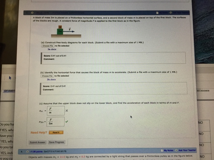Solved A block of mass 3m is placed on a frictionless | Chegg.com