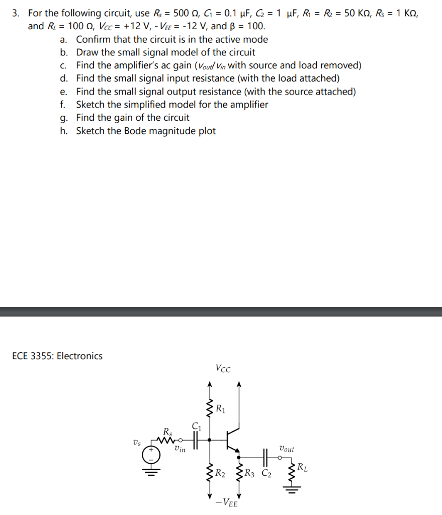 Solved 3. For the following circuit, use | Chegg.com
