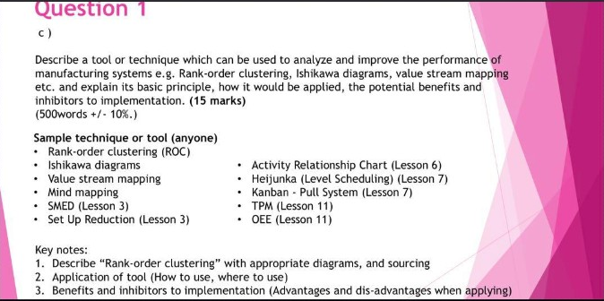 Question 1 c) Describe a tool or technique which can | Chegg.com