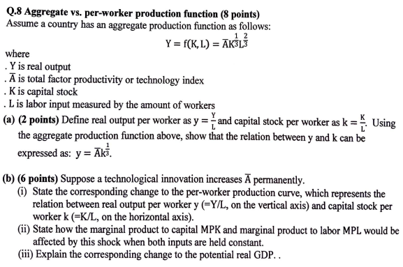 Q.8 Aggregate vs. per-worker production function (8 | Chegg.com