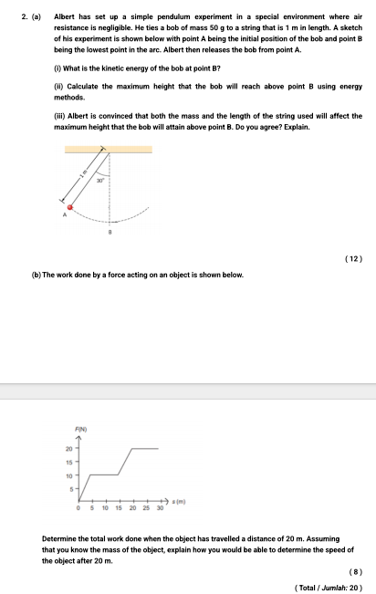 Solved 2. (a) Albert has set up a simple pendulum experiment | Chegg.com