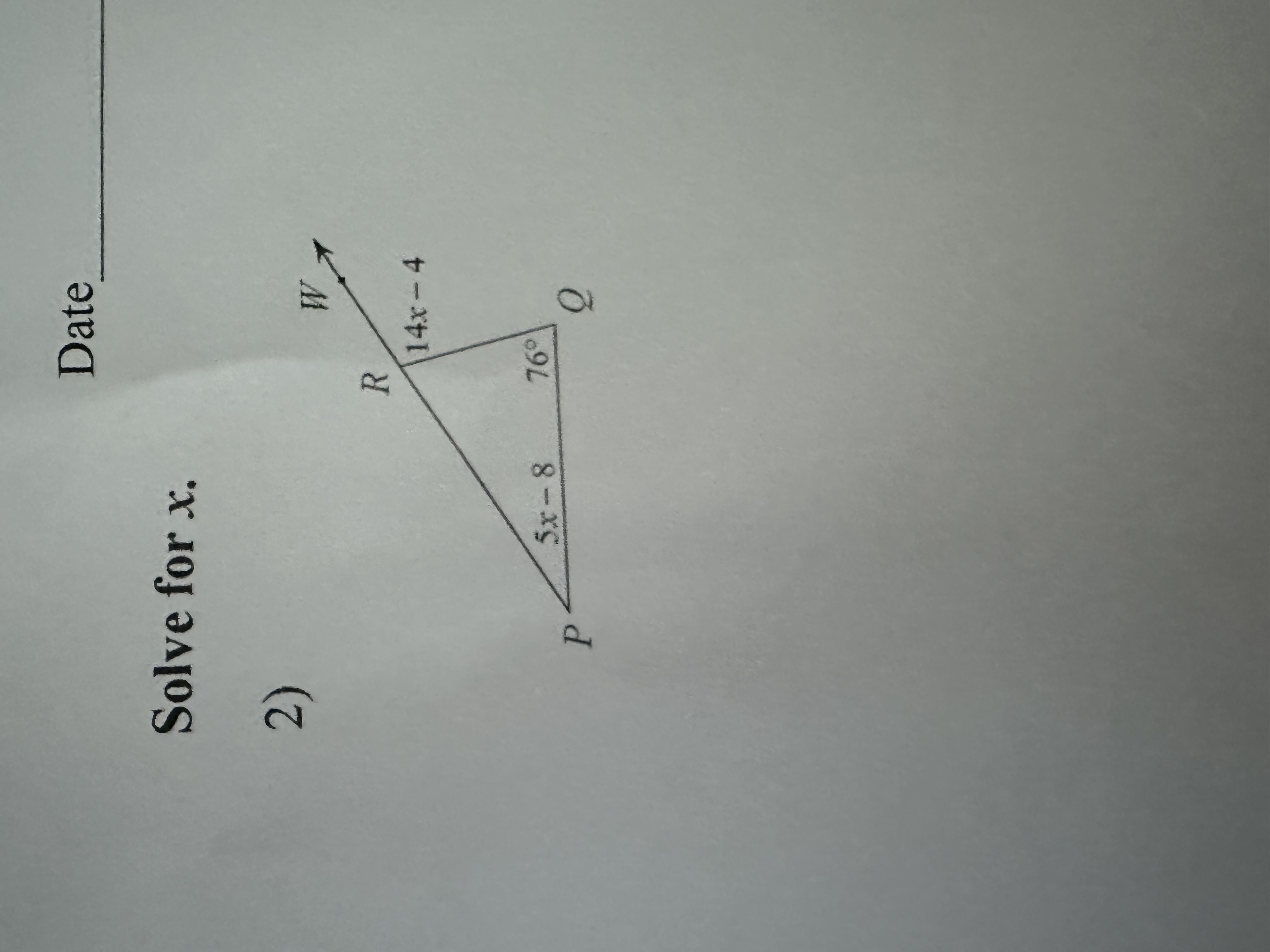 Solved Date Solve for x. 2) | Chegg.com