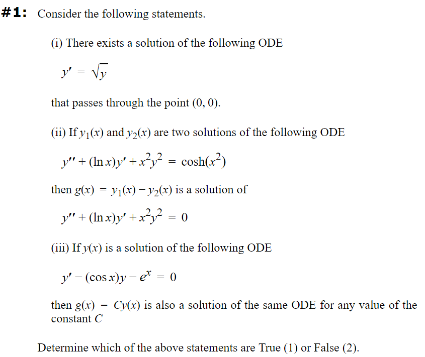 Solved #1: Consider the following statements. (i) There | Chegg.com