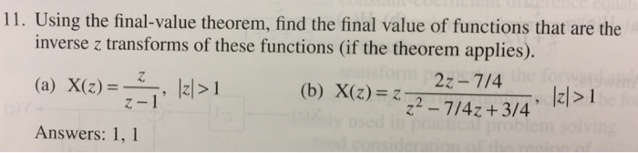 Solved Using the final-value theorem, find the final value | Chegg.com