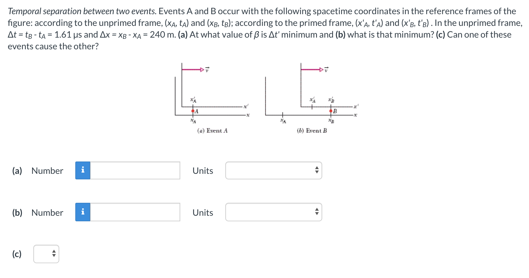 Solved A Temporal separation between two events. Events A | Chegg.com