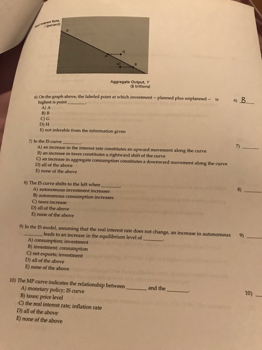 Solved percent Aggregate Output, Y (S trillions) is 6) | Chegg.com