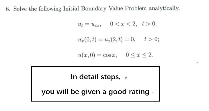Solved 6. Solve the following Initial Boundary Value Problem | Chegg.com