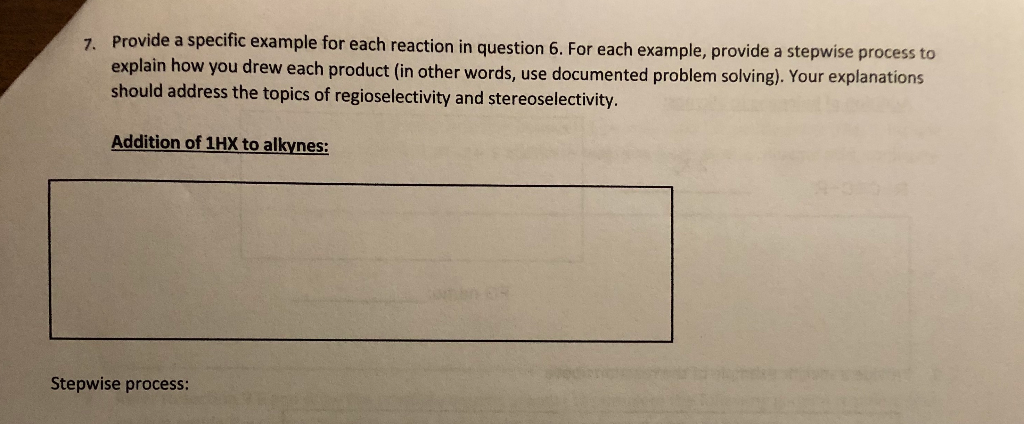 Solved 7. Provide a specific example for each reaction in | Chegg.com