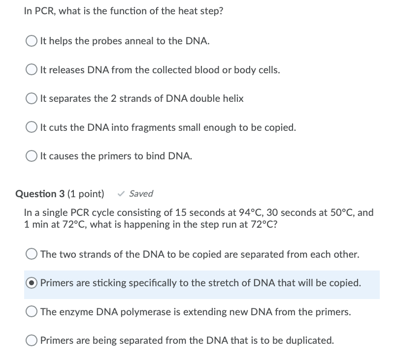 Solved In PCR, what is the function of the heat step? It | Chegg.com