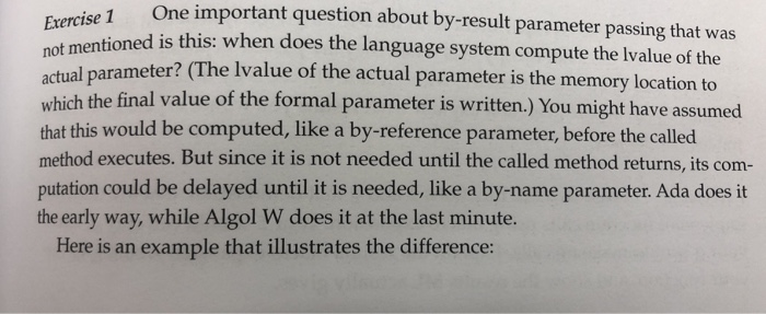 Solved Exercise 1 On not menti actual parameter which the | Chegg.com