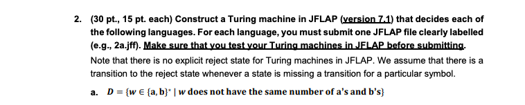 Solved 2. (30 pt., 15 pt. each) Construct a Turing machine | Chegg.com