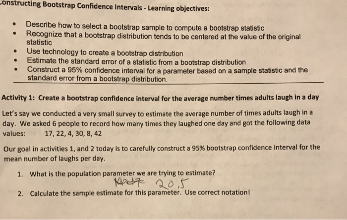 Solved onstructing Bootstrap Confidence Intervals -Learning | Chegg.com
