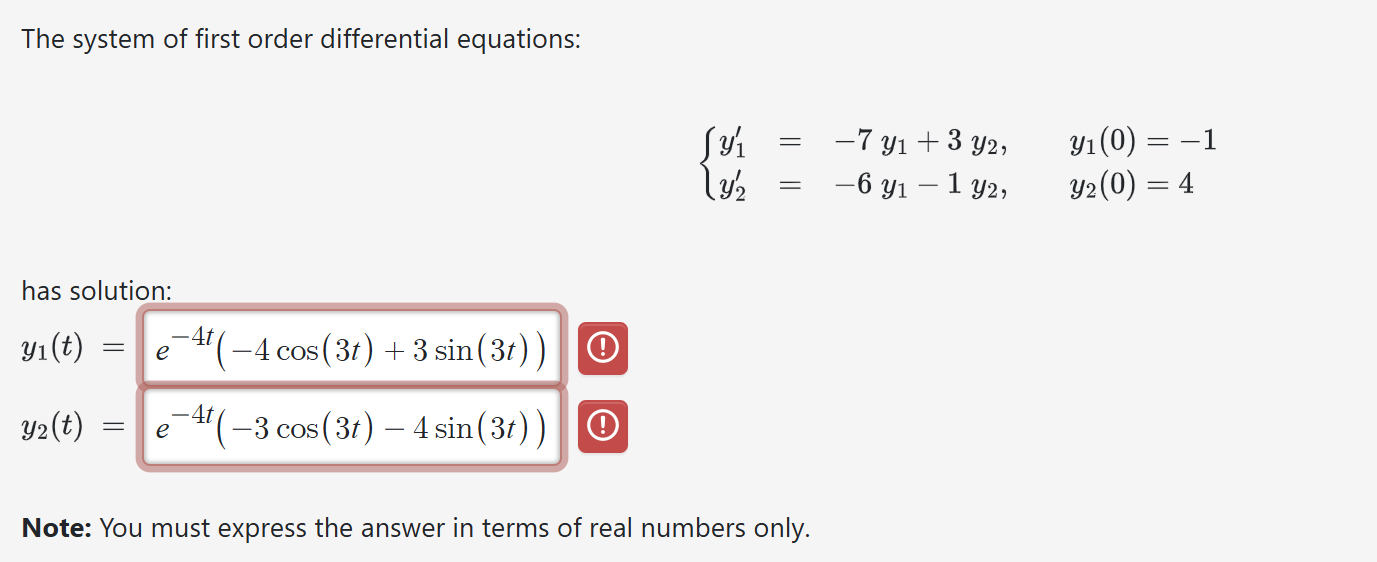 Solved The system of ﻿first order differential | Chegg.com