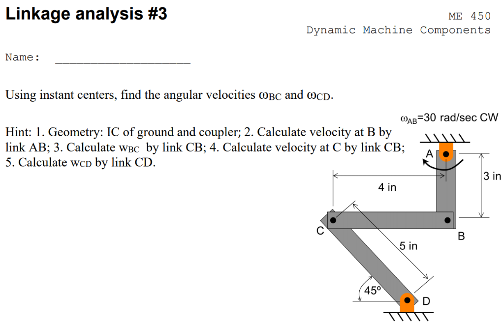 Solved Linkage Analysis: Using instant centers, find the | Chegg.com