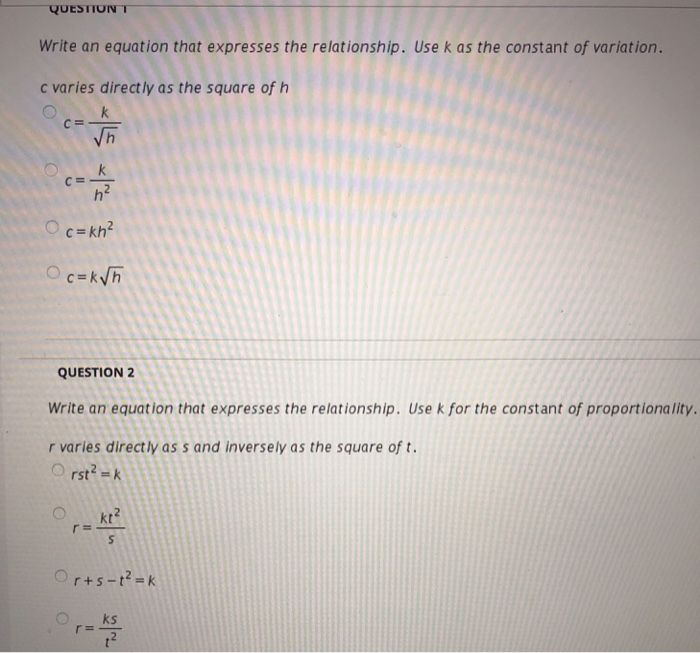 Solved Questiont Write An Equation That Expresses The